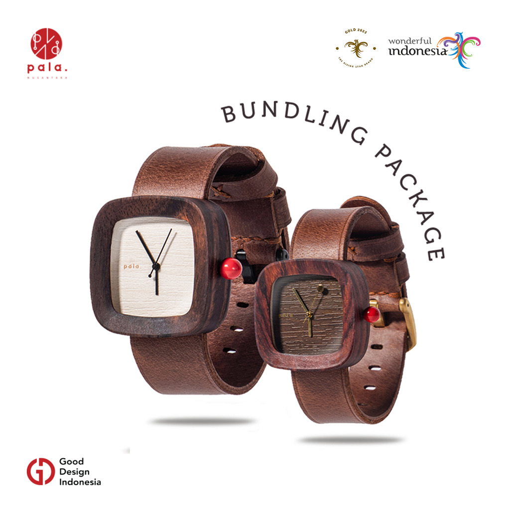 Jual PALA Nusantara Bundling Cokelat Jam Tangan Kayu Kulit Couple ...