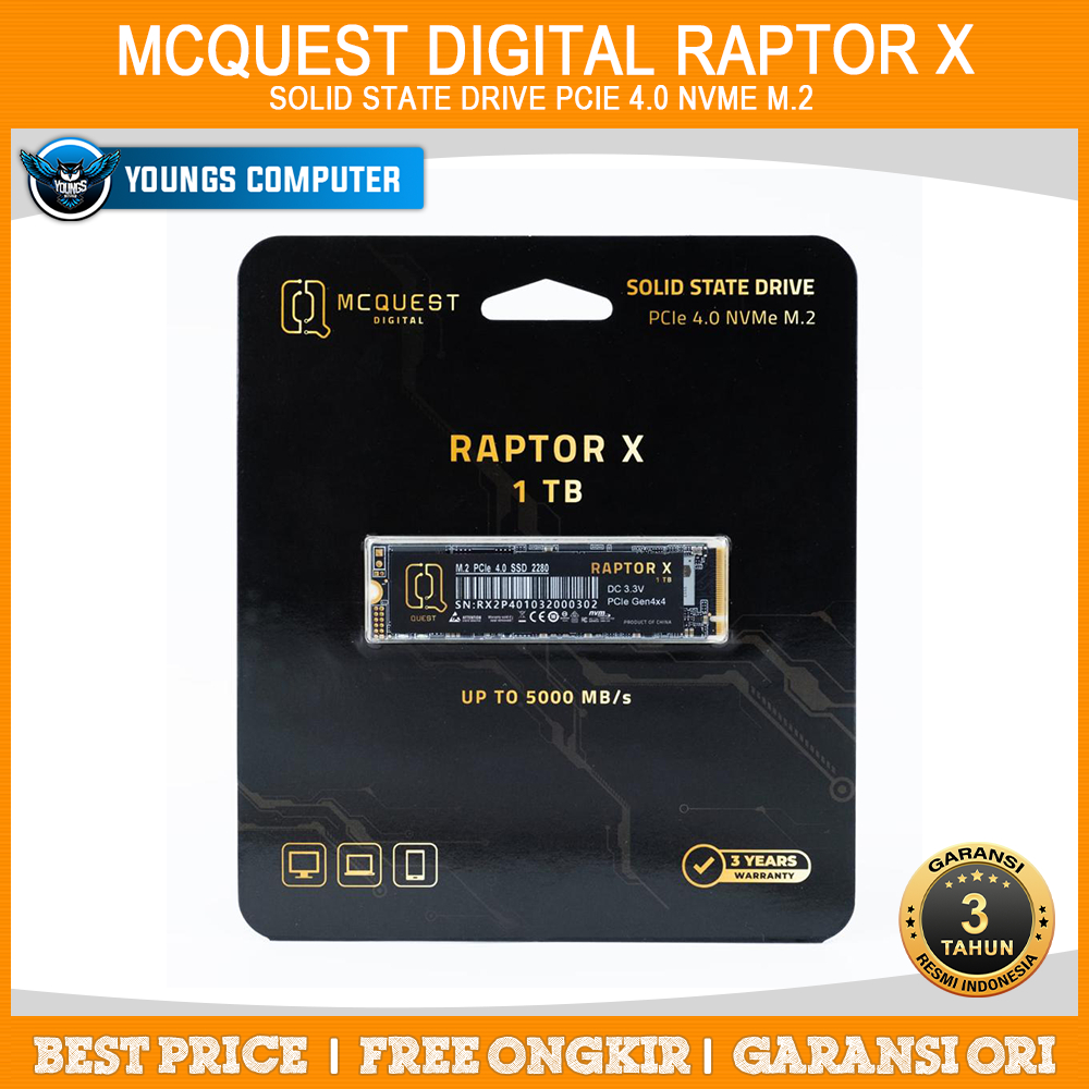 Jual SSD McQuest Digital Raptor X 512GB 1TB NVME Gen4 upto 5.000mbps ...