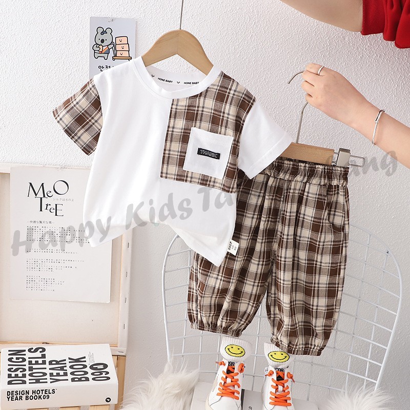 Jual SETELAN LENGAN PENDEK ANAK LAKI-LAKI TERBARU / SETELAN ANAK CELANA PANJANG / SET BAJU KOTAK ...