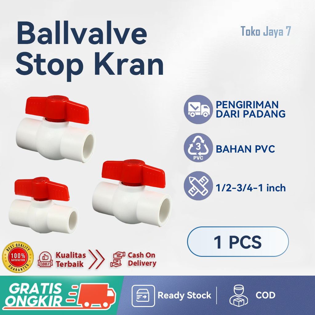 Jual BALL VALVE 1/2 3/4 1 INCH STOP KRAN PENGATUR ALIRAN AIR PIPA PVC MURAH COD | Shopee Indonesia