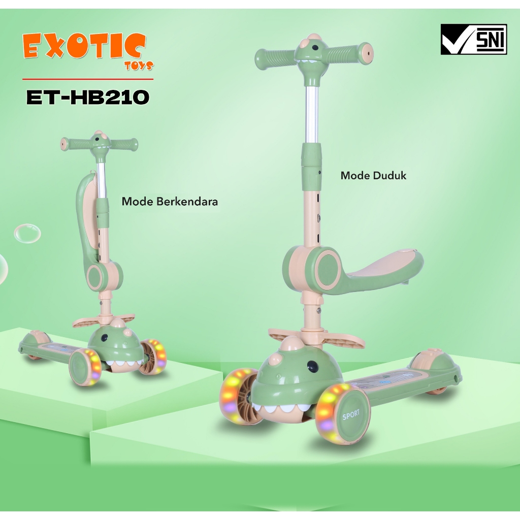 Jual Scooter Exotic ET-HB-210 / ET-HB-209 Skuter Ride On Roda Tiga dengan Musik Lampu Pedal Kaki ...