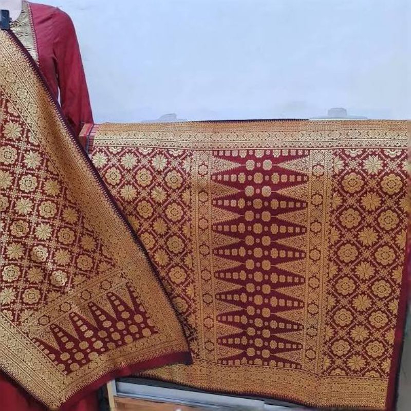 Jual SALEE songket lepus maron gold / songket palembang asli tenun ...