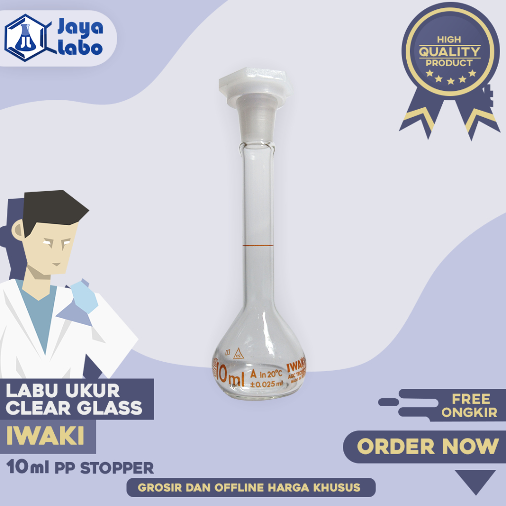 Jual IWAKI LABU UKUR Vol. 10 ml PP Stopper / VOLUMETRIC FLASK IWAKI | Shopee Indonesia