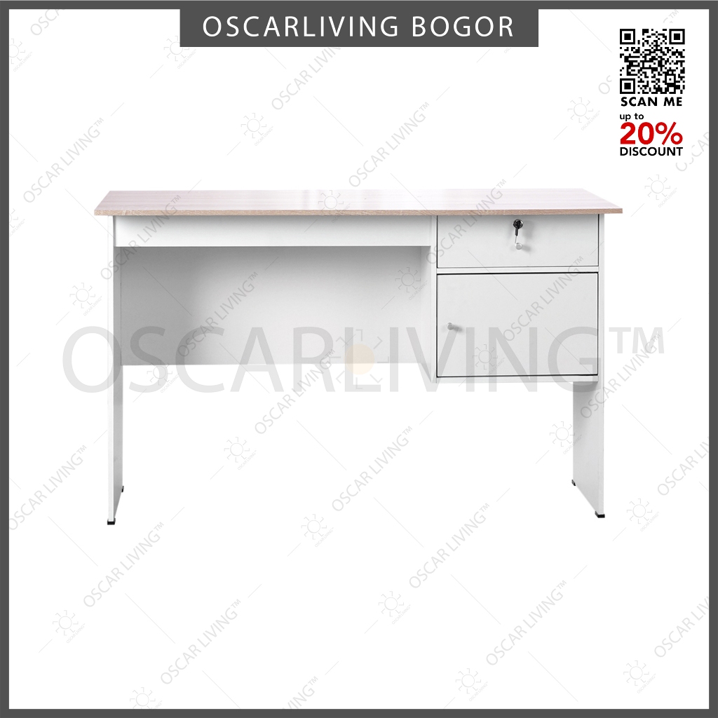 Jual Meja Kantor Lunar MK 120 White - Particle board Jabodetabek Only ...