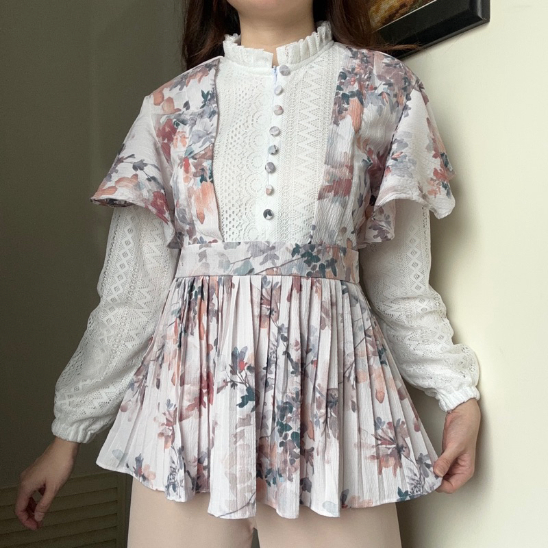 Jual Aminah Top kemeja blouse brokat lace wanita kerja korean style katun bordir by Biel the ...