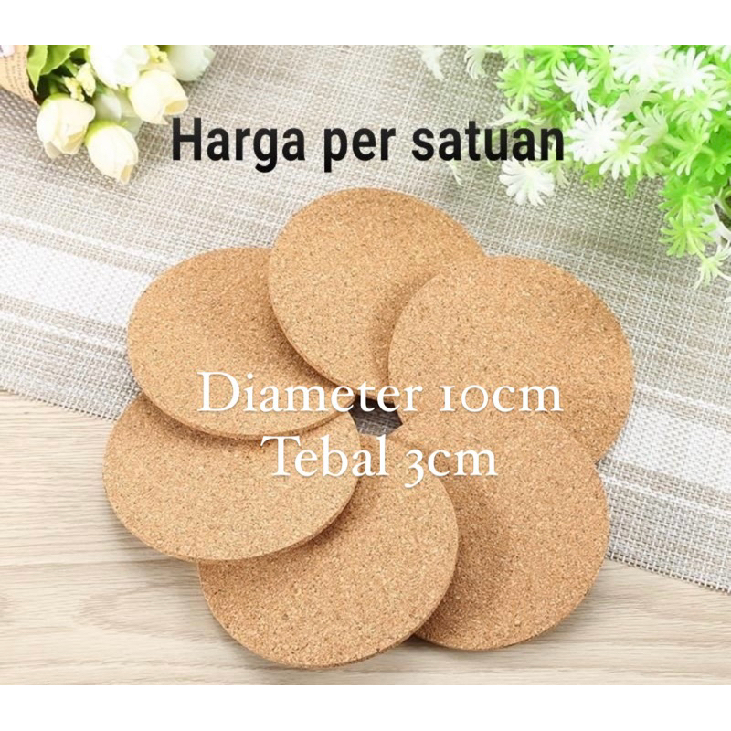 Jual Cork Coaster Diameter 10 Cm Tebal 3mm Tatakan Alas Gelas Gabus Tahan Panas Serap Air Gabus ...