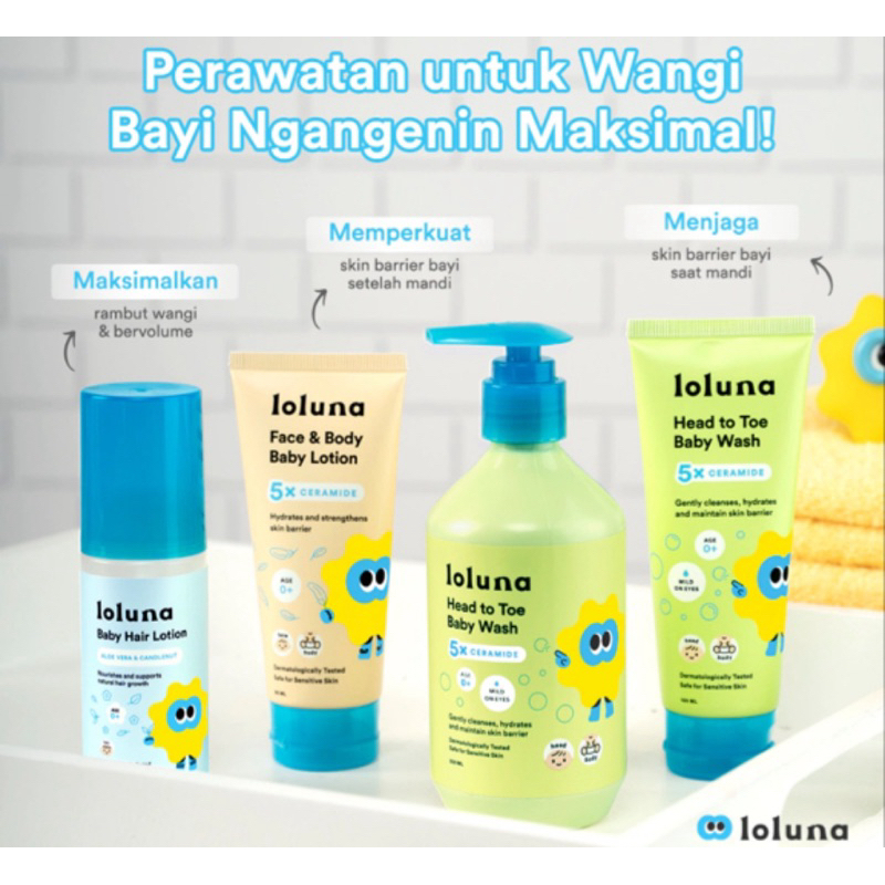 Jual Loluna skincare baby || baby hair lotion , head to toe loluna ...
