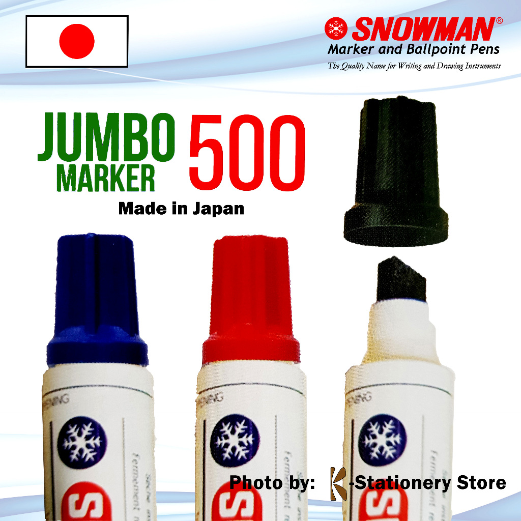 Jual Spidol Permanent Snowman Original Jumbo Marker 500 ( Hitam / Biru ...