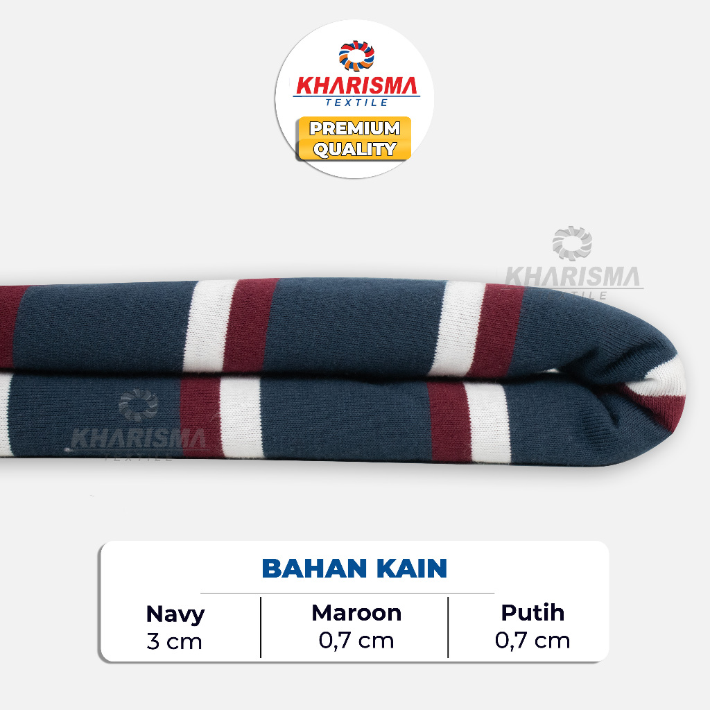 Jual Bahan Kaos Kain Salur Tiga Warna CVC 24s Navy-maroon-putih /per 0 ...