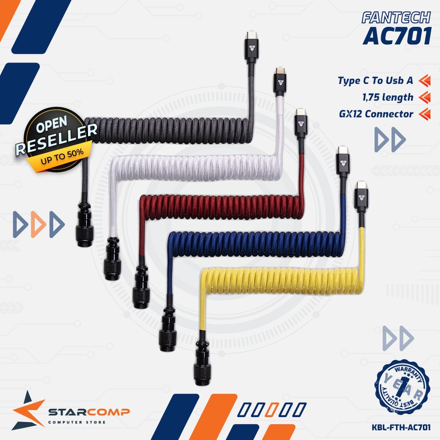Jual Fantech AC701 Coiled Cable - Keyboard Cable Kabel Coil | Shopee ...