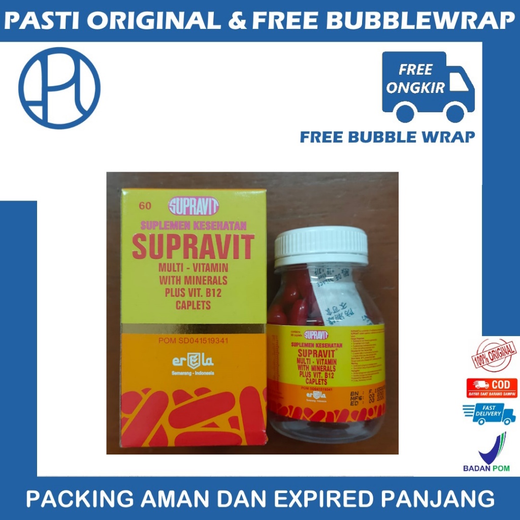Jual SUPRAVIT BOTOL 60 KAPLET SUPLEMEN KESEHATAN | Shopee Indonesia