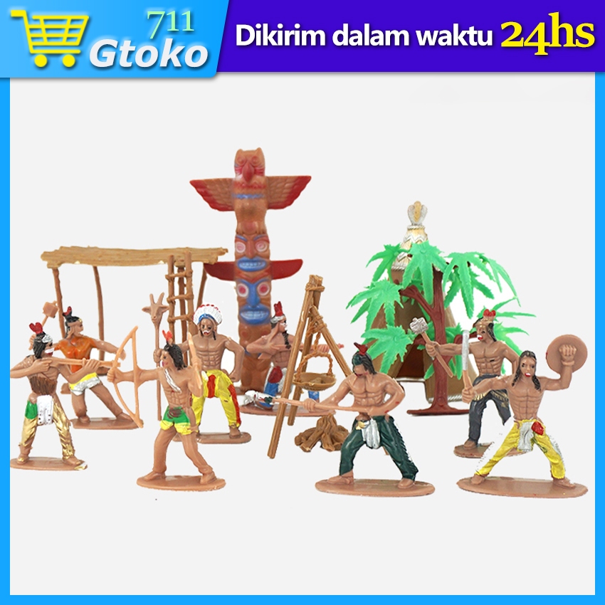 Jual 13Pcs/Set Figure Orang Suku Indian Hutan Pedalaman Miniatur ...