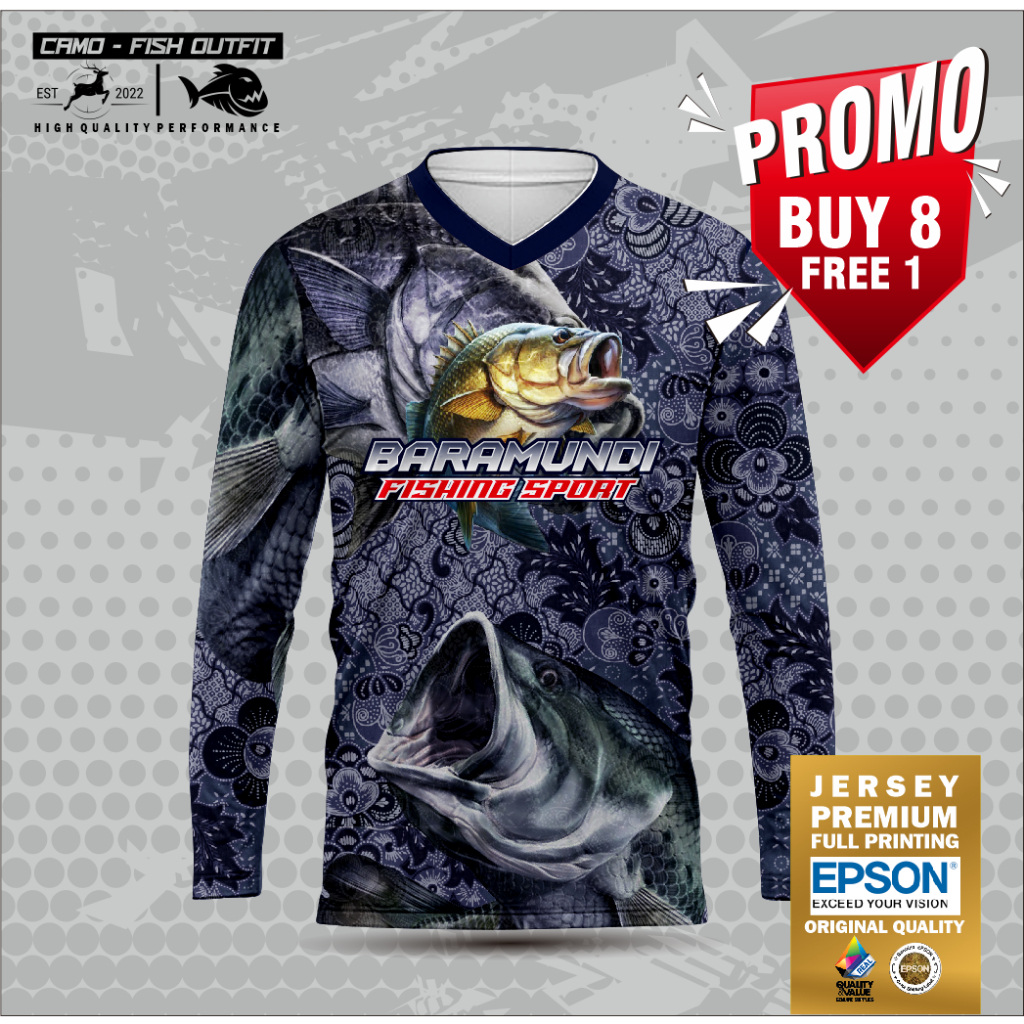 Jual Jersey Custom Mancing Dryfit Permium motif batik baramundi patern ...