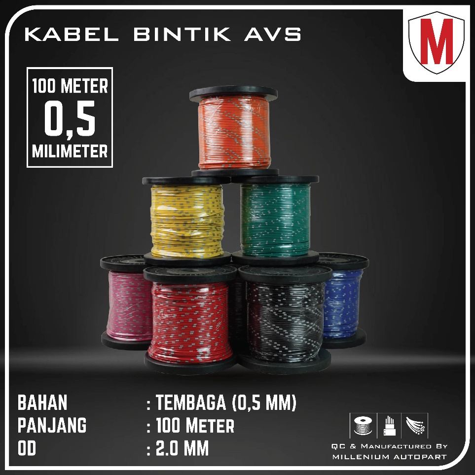 Jual Kabel Bintik AVS 5MM x 1M Kabel Otomotif Body Mobil Motor Serabut Tembaga Bobin | Shopee ...