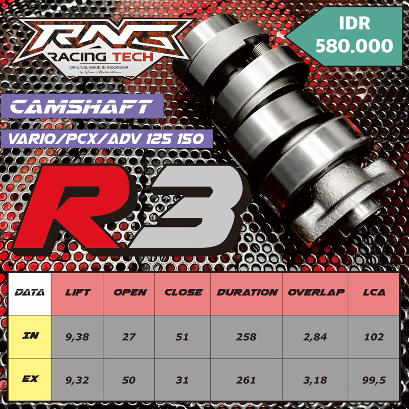 Jual Noken As RNG Racing Tech Seri R3 Custom Camshaft Tune Bore Stroke ...