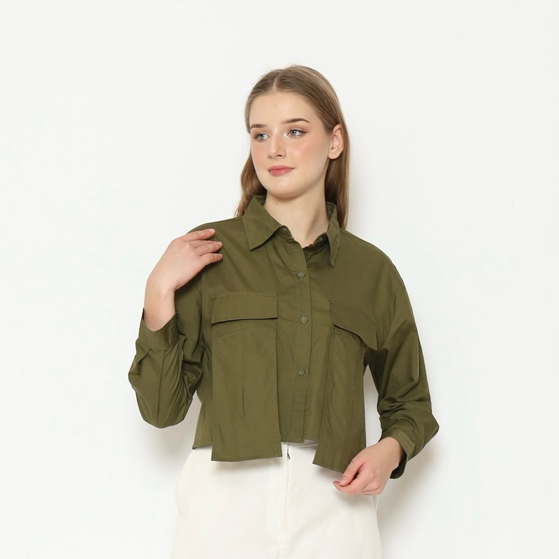 Jual [ Senchi ] - Yuki Cargo Shirt / Atasan Cargo Cropped Top / Kemeja ...