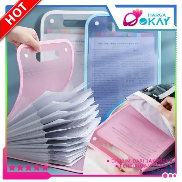 Jual HO Tas file Handle Warna Transparan Anti Air Multi Layer Folder ...