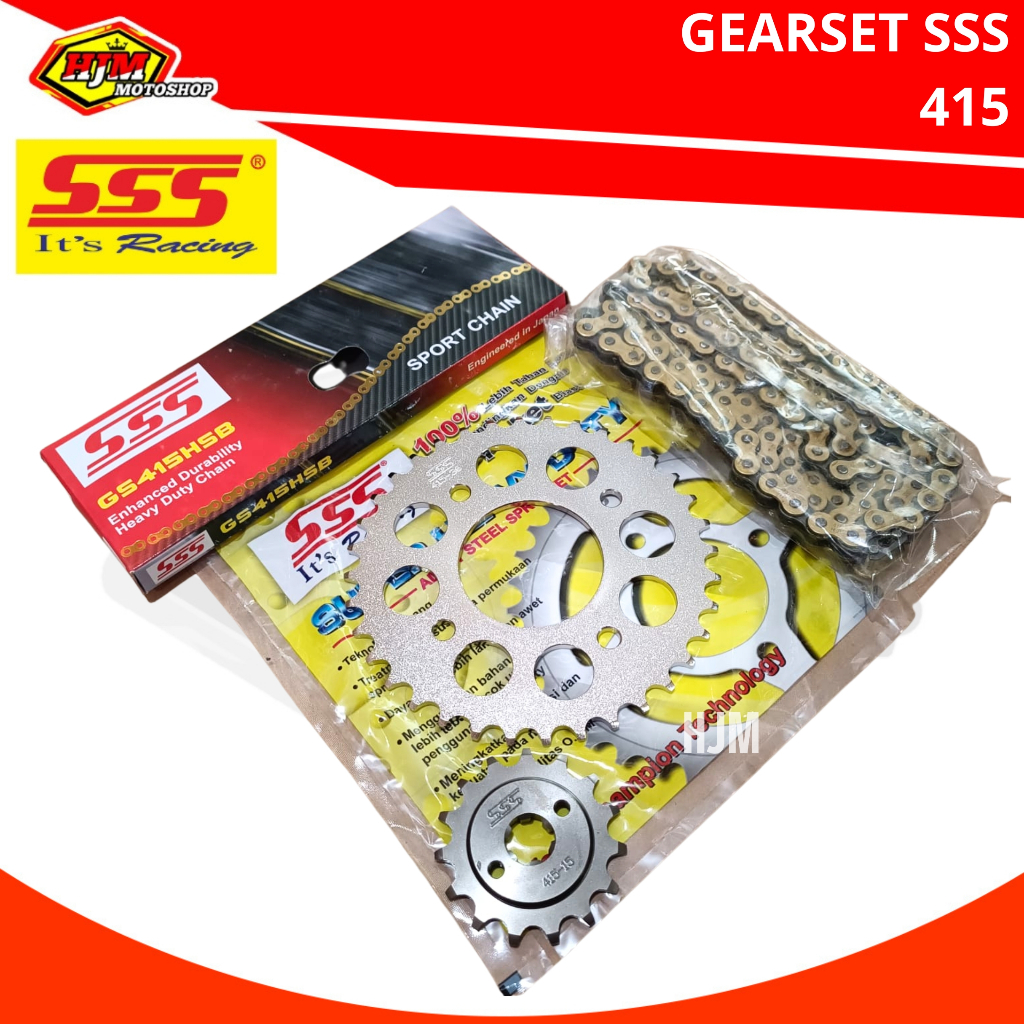 Jual GEARSET SSS 415 KARISMA / SUPRA X 125 / BLADE / REVO FIT ABSOLUTE & RANTAI SSS 415 HSB GOLD ...