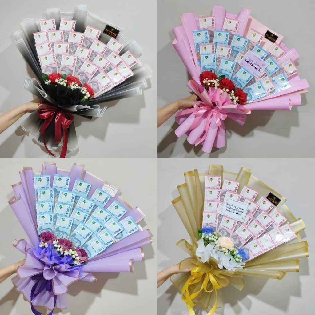 Jual Buket Uang slot 20 Lembar + Bunga Artificial Pecahan 50rb/100rb ...