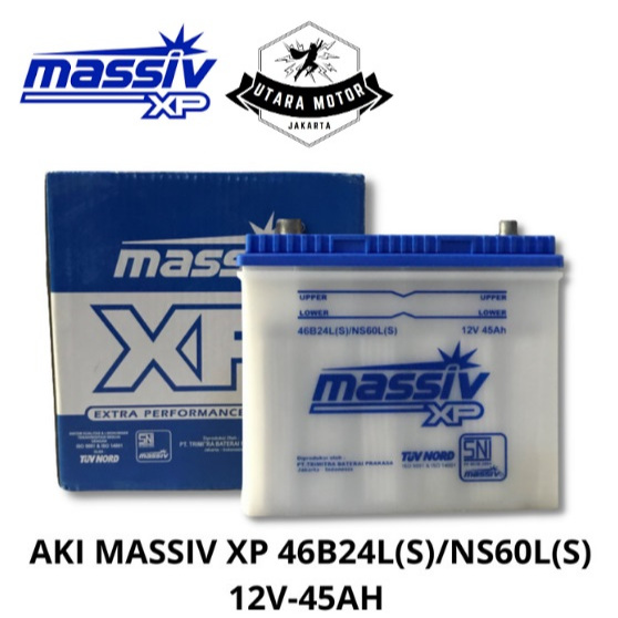 Jual MASSIV Aki Basah XP 46B24LS NS60LS 12V 45Ah Honda Vios Civic Yaris NEW | Shopee Indonesia