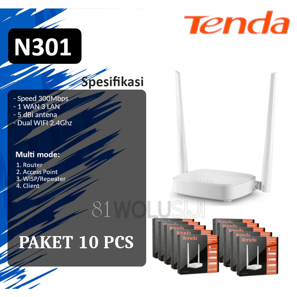Jual Tenda N301 Wireless N 300Mbps Indoor Router PAKET 10 UNIT | Shopee Indonesia