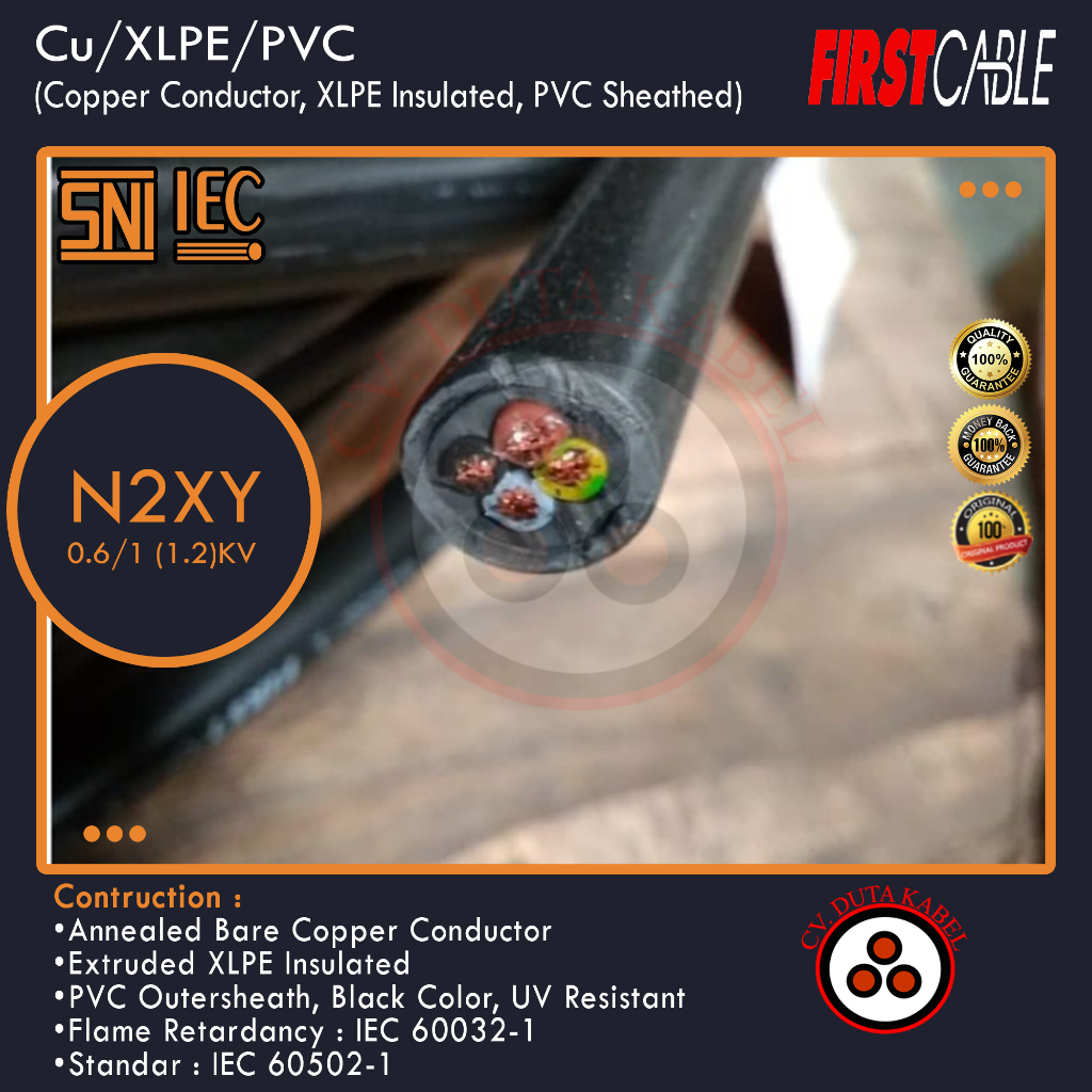 Jual Kabel N2XY 4x6 mm2 (Cu/XLPE/PVC) FIRST CABLE /4x6 mm/4 x 6 mm2 ...