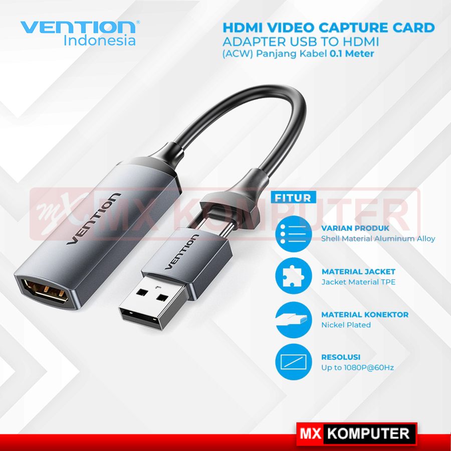 Jual Video Capture Card Vention ACW HDMI to USB-C / USB-A 1080p @60Hz ...