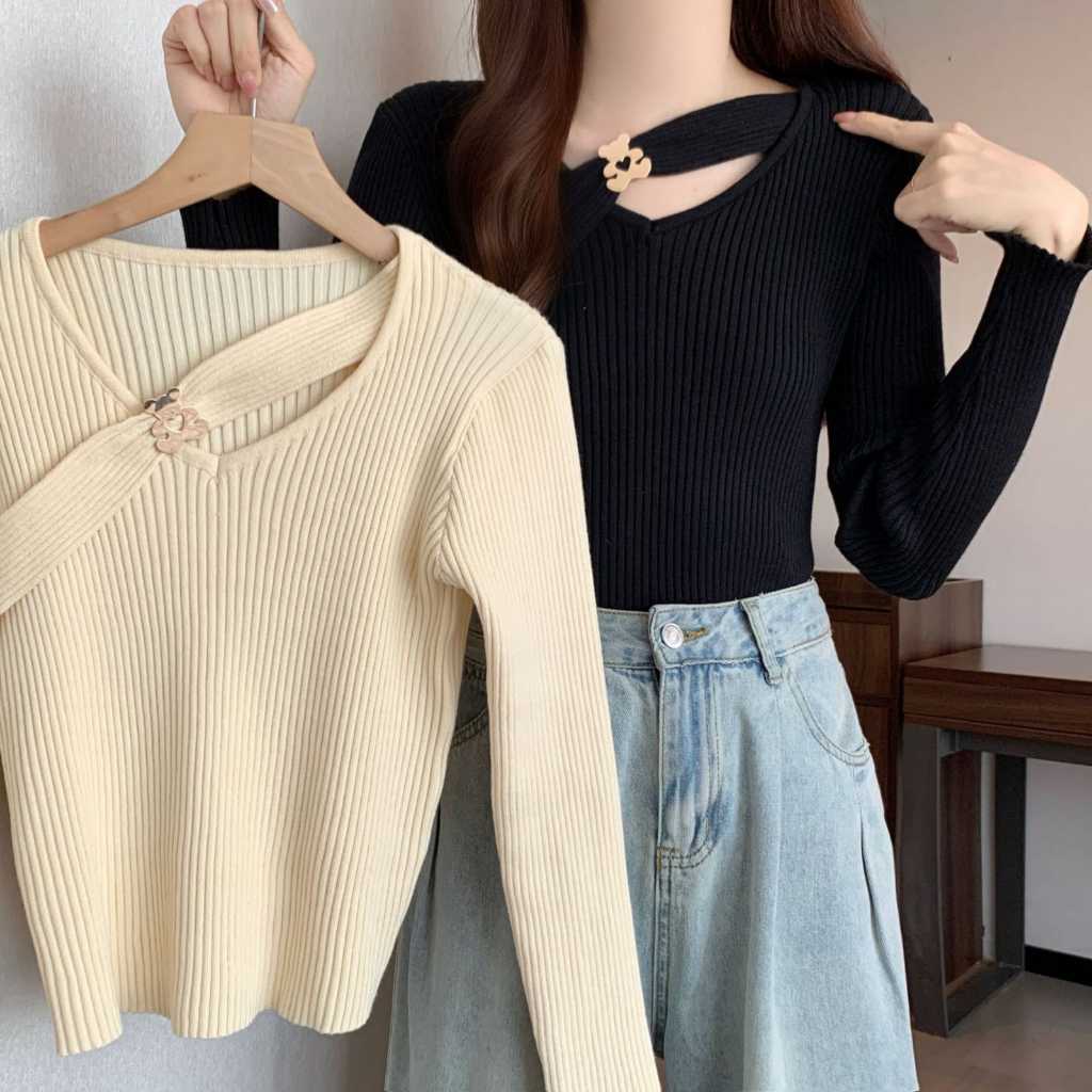 Jual Anala Top Blouse Knit - Atasan Baju Rajut Wanita - TM | Shopee ...
