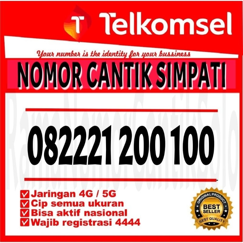 Jual Kartu Perdana Nomor Cantik Telkomsel Simpati ratusan 082221 200 100 Varian 4 angka | Shopee ...