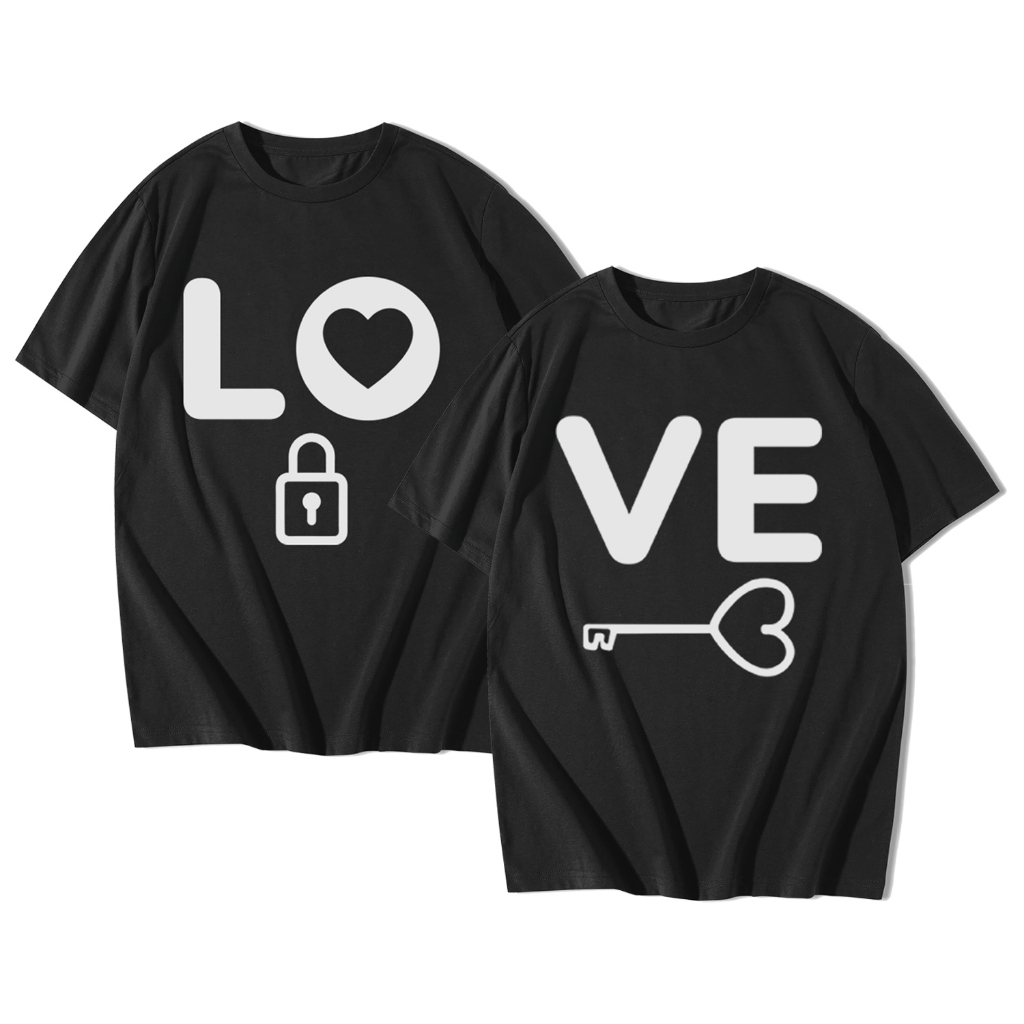 Jual Kaos pasangan remaja pacaran anak muda motif kunci love | Shopee ...