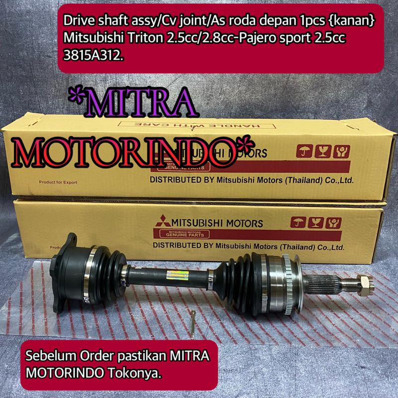 Jual drive shaft assy/Cv joint/As roda depan Kanan Mitsubishi Triton 2.5cc/2.8cc -Pajero sport 2 ...