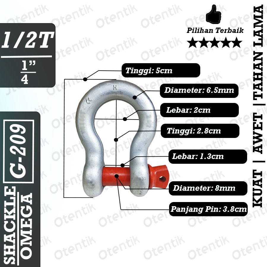 Jual SHAKLE OMEGA 1/2 TON -SHACKEL 500 KG - 1/4 INCHI | Shopee Indonesia