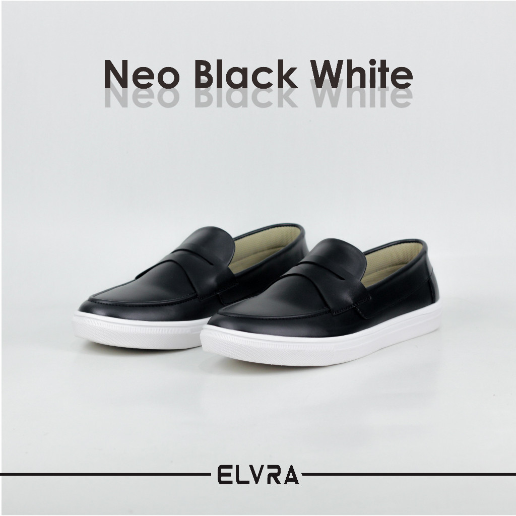 Jual ELVRA Footwear - Sepatu Pria Loafer Casual - Neo Black White | Shopee Indonesia