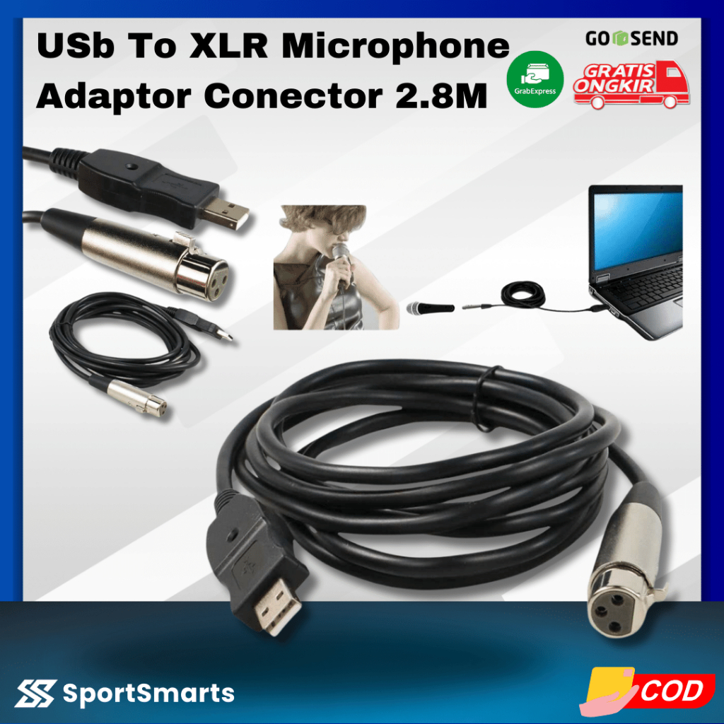 Jual USB to XLR Microphone Studio Audio Adaptor Connector 2.8M | Shopee ...