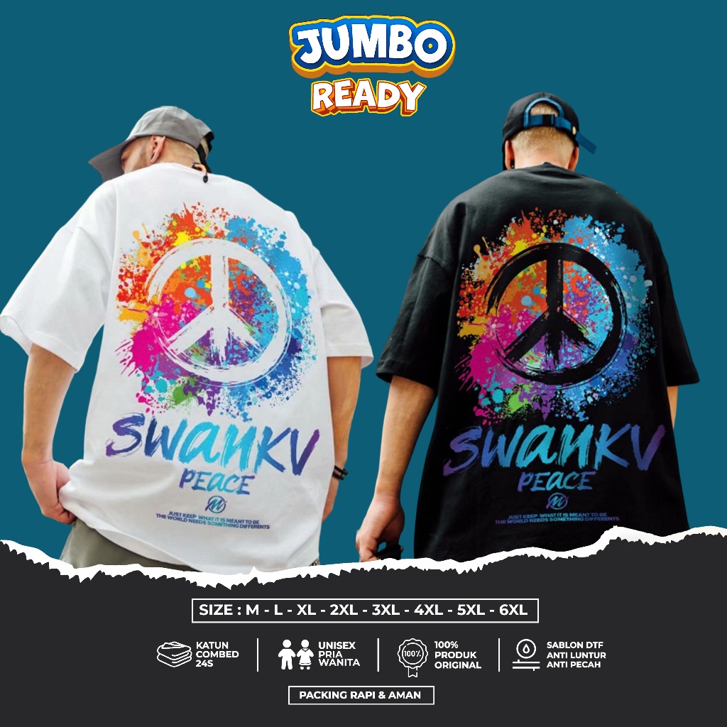 Jual Kaos Oversize Simbol Peace Swankv Gambar Abstrak Streetwear Jumbo ...