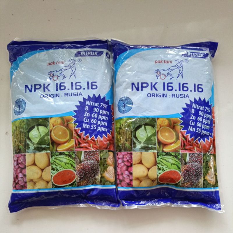 Jual PUPUK NPK 16 16 16 Pak tani kemasan 1kg | Shopee Indonesia