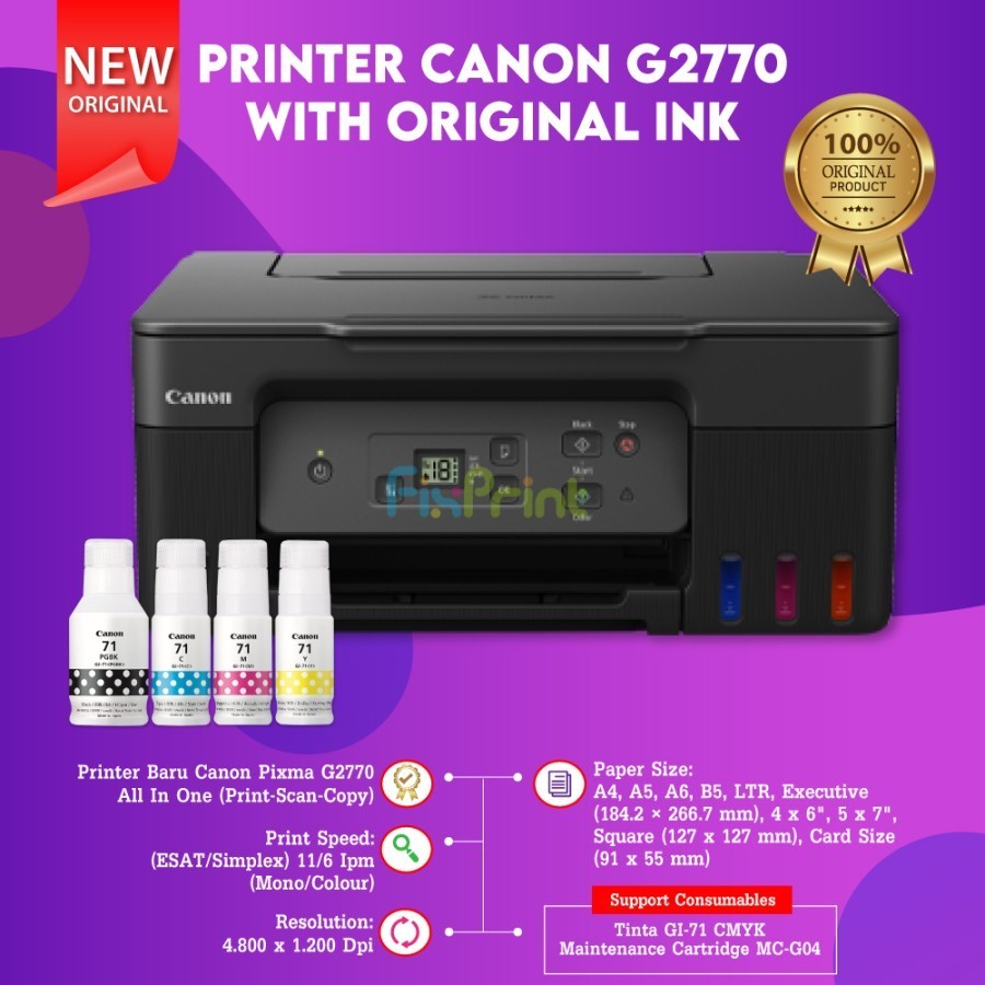 Jual Printer Canon Pixma G2770 G 2770 (Print, Scan, Copy) | Shopee ...