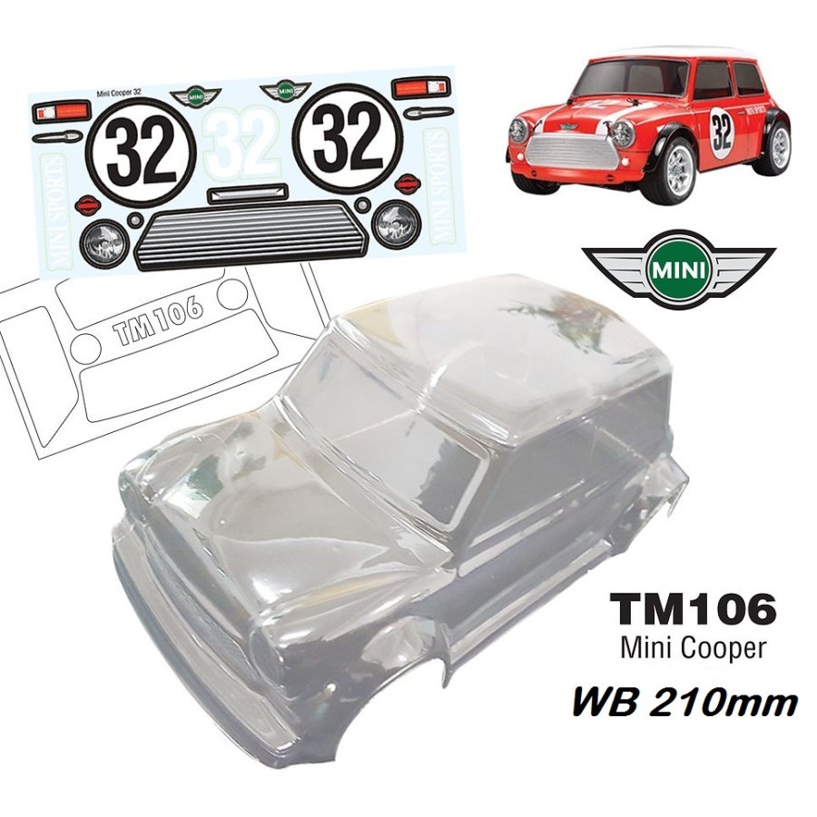 Jual Team C Mini Cooper 1/10 Clear Body Shell Rc Drift Rally | Shopee ...