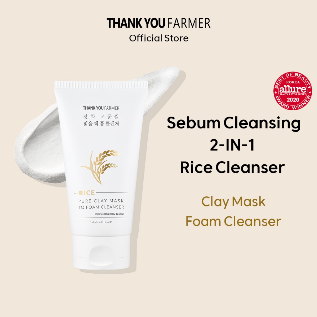 Jual Thank You Farmer Rice Pure Clay Mask to Foam Cleanser 150 ml ...
