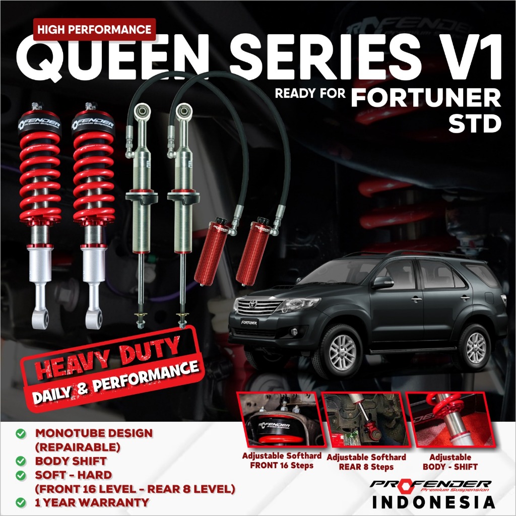 Jual PROMO !!! [QUEEN SERIES] Suspensi Shockbreaker PROFENDER MONOTUBE 2.0 Toyota Fortuner 2KD ...