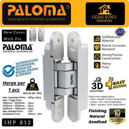 Jual ENGSEL CONCEALED INVISIBLE TANAM PINTU PALOMA CONC P80 NA IHP 812 ...
