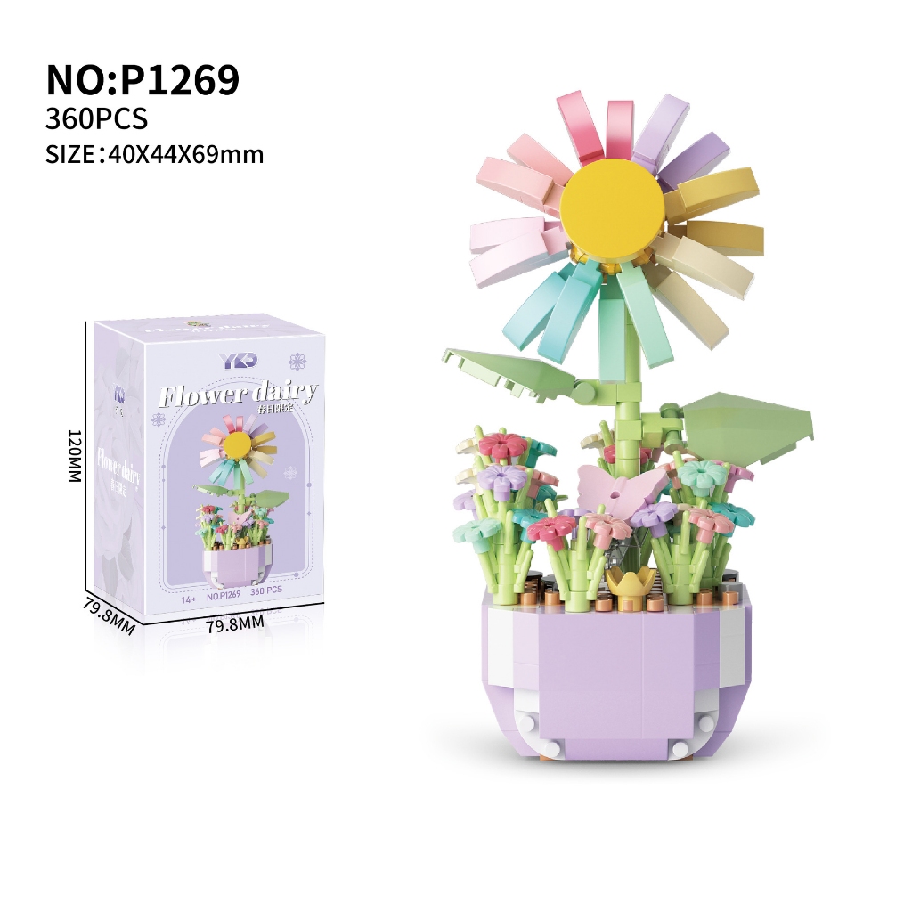 Jual DIY Mainan Bricks Pot Bunga Flower Block Mainan Edukatif Balok ...
