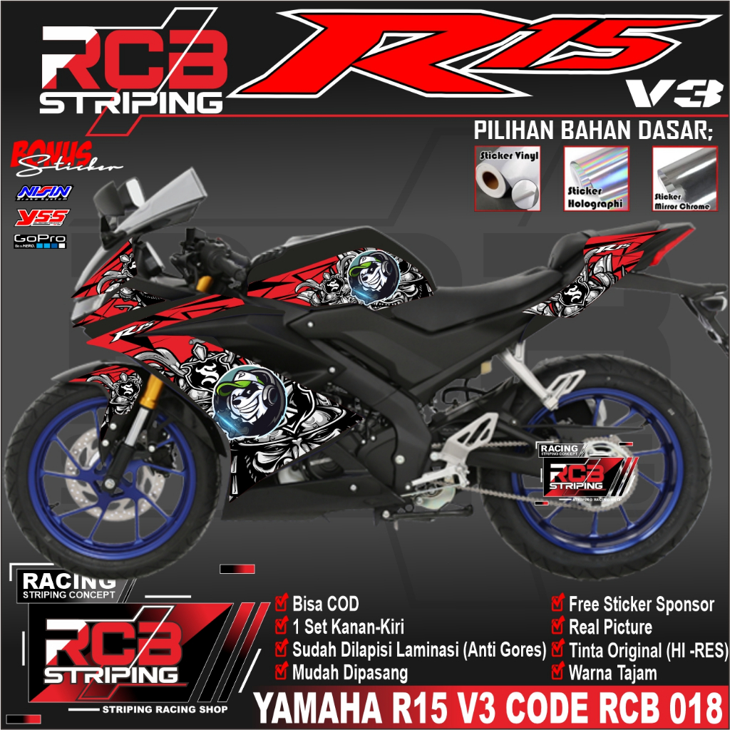 Jual STICKER STRIPING / YAMAHA R15V3 / SEMIFULL / R15 / R15 V3 STRIPING ...