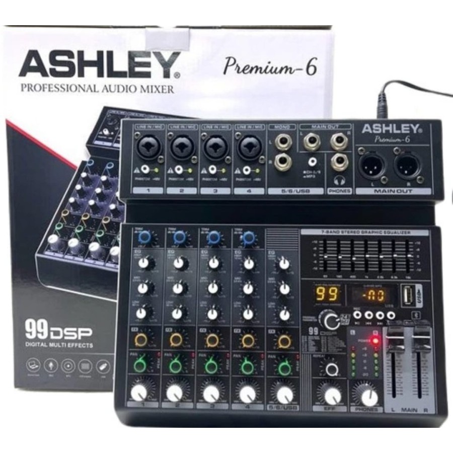 Jual Mixer Ashley Premium 6 Original 6 Channel Bluetooth - USB | Shopee Indonesia