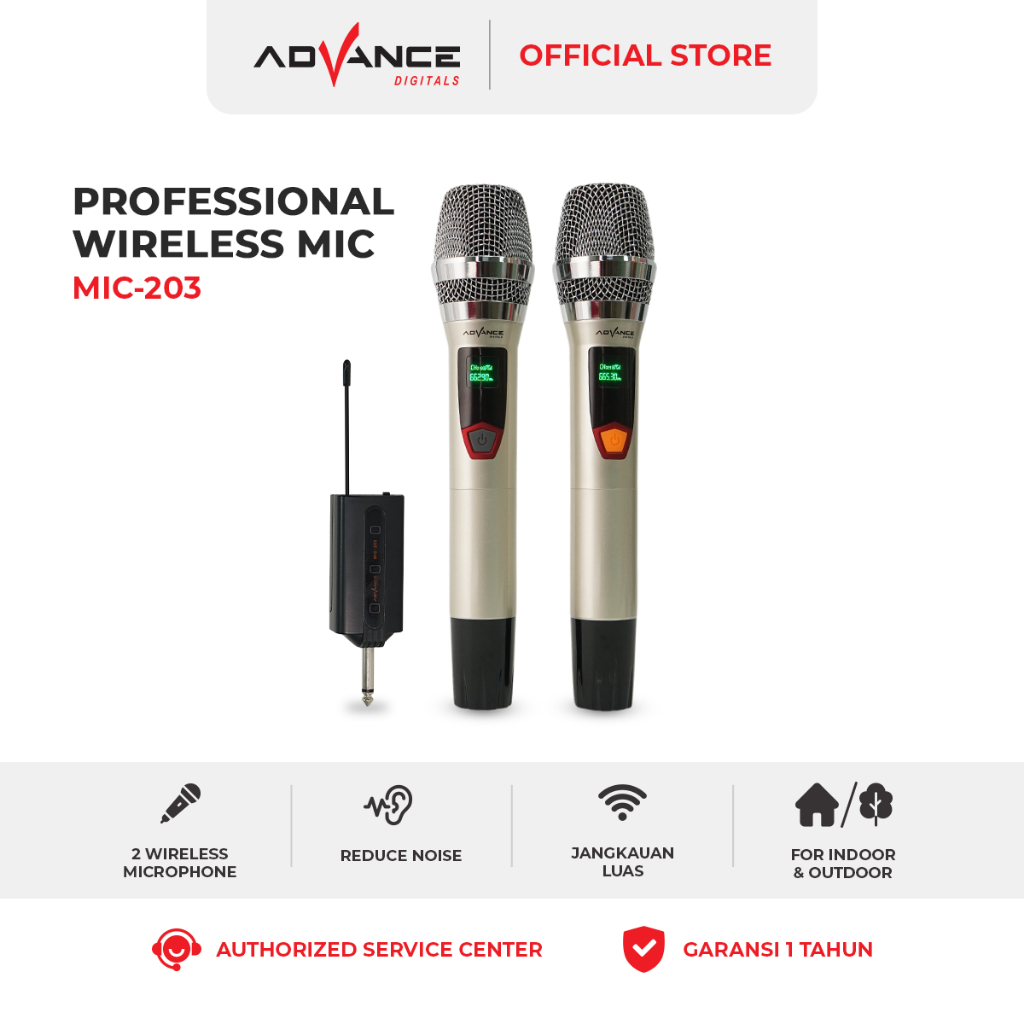 Jual Advance MIC-203 Profesional 2 Mic Wireless Microphone Karoke Mic ...