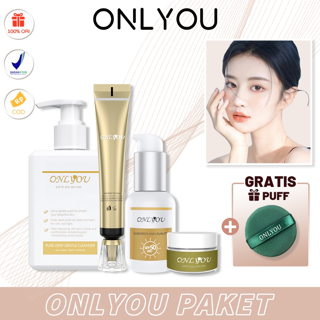 Jual ONLYOU MAKEUP 5PCS PAKET / ONLYOU Foundation pelembab Waterproof ...