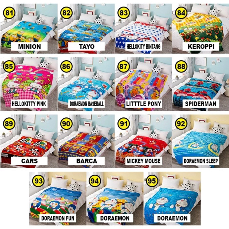 Jual ( KKM ) New Selimut Anak Dewasa Karakter Bulu ukuran 120 x 180 cm ...