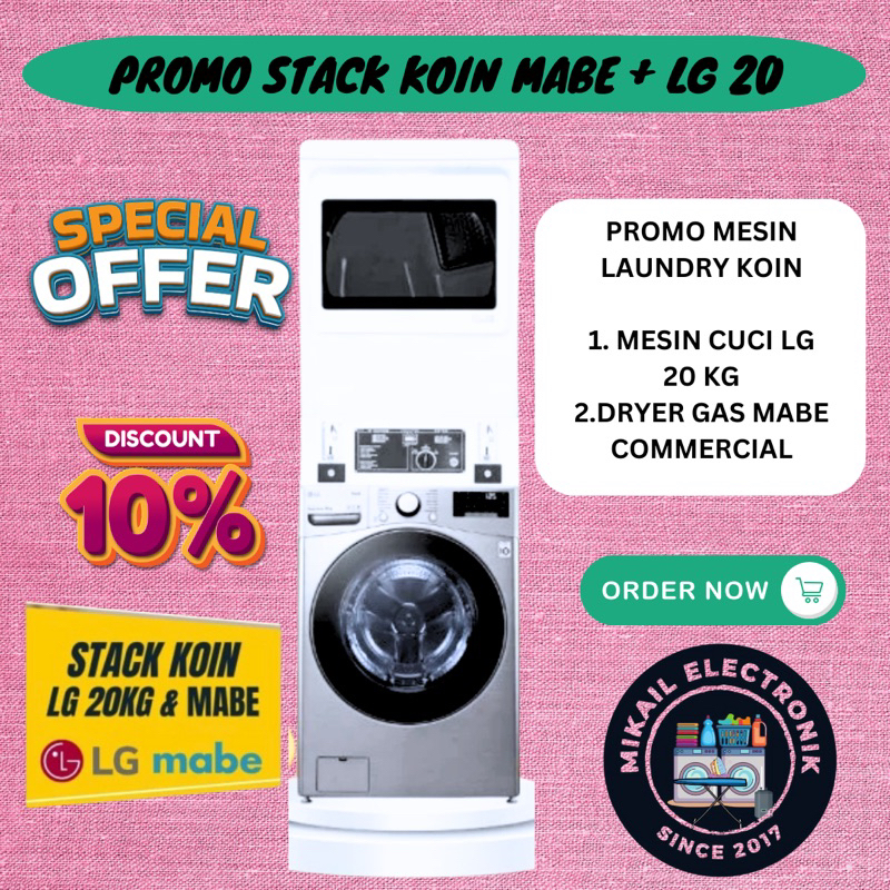 Jual MESIN LAUNDRY KOIN STACK DRYER MABE WASHER LG 20KG COIN | Shopee Indonesia