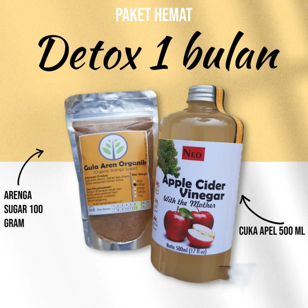 Jual Paket Hemat 1 bulan! Cuka Apel + Gula Aren Organik 100 gr | Shopee ...