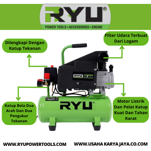 Jual Compressor 50 Liter 2.5 HP RCP250-1 RYU Original Terbaru Kompresor 2.5 Hp Listrik 50 Liter ...